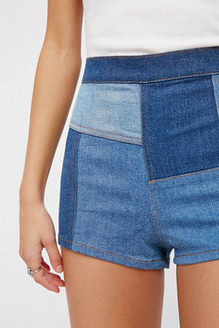 Patched High & Tight Denim Shorts at Free People Clothing Boutique
